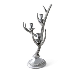 Arthur Court Designs Aluminum Metal Antler Candlestick / 3 Taper Candle Holder 13 inch Wide 17.5 inch Tall