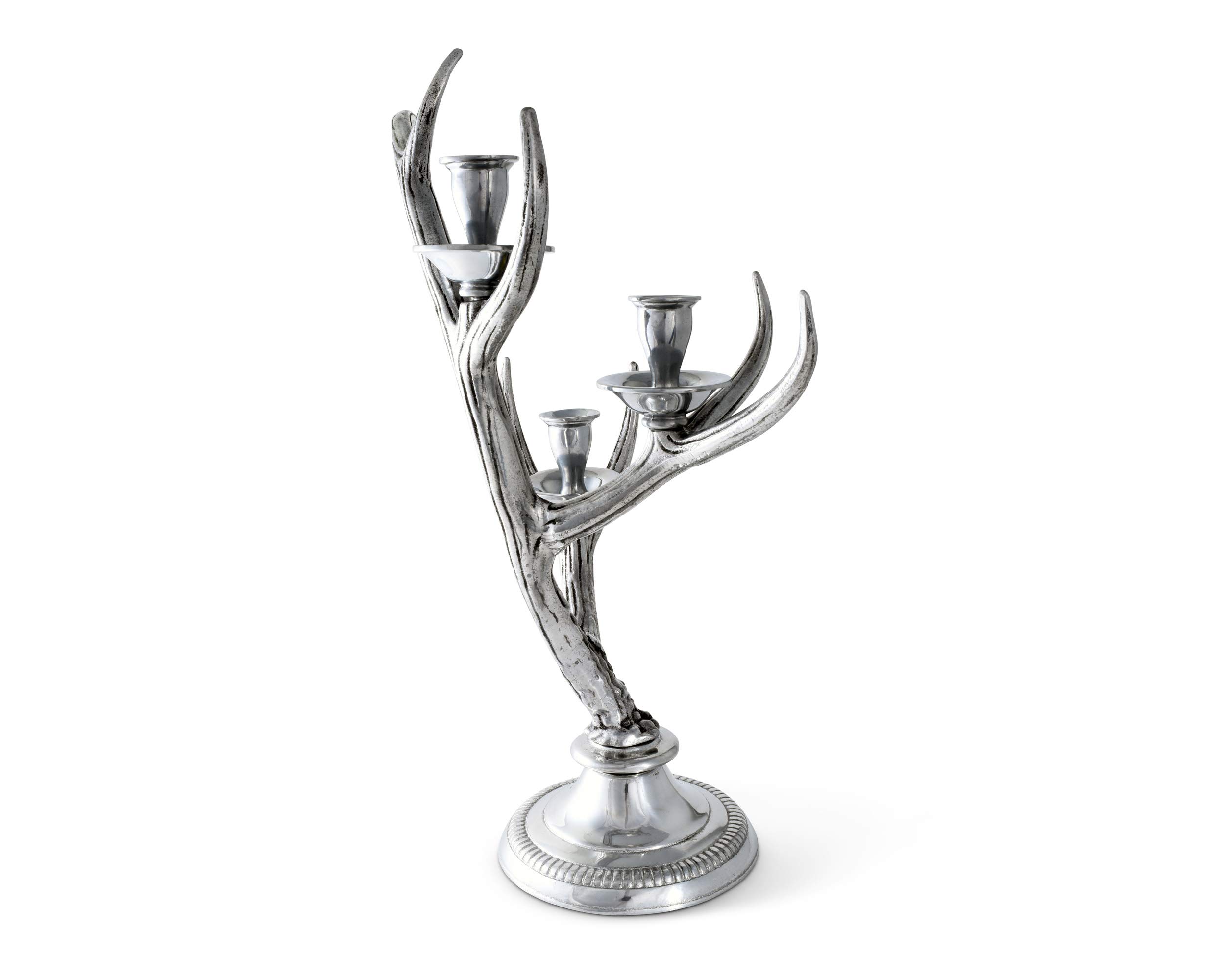 Arthur Court Designs Aluminum Metal Antler Candlestick / 3 Taper Candle Holder 13 inch Wide 17.5 inch Tall