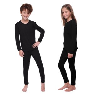 outland children's thermal set lightweight ultra soft fleece interior very warm, black 2-4