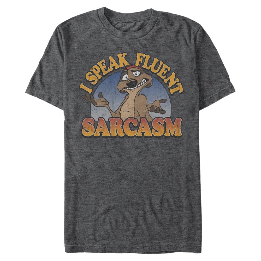 Disney mens Lion King Timon Speak Fluent Sarcasm Graphic T-shirt Shirt, Charcoal Heather, 4X US