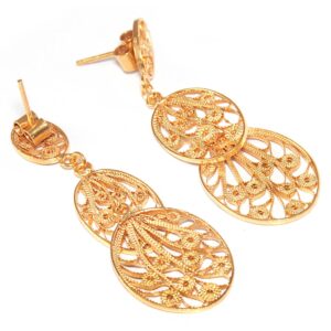 novica artisan handmade gold plated dangle earrings crafted 21k on sterling fine silver no stone peru [2.2 in l x 0.8 in w] ' filigree beauty'