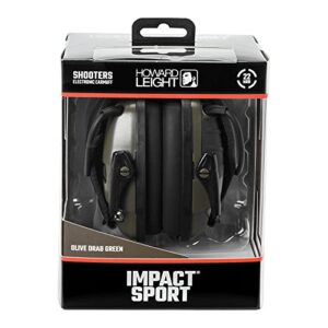 Howard Leight R-01526-PK2 by Honeywell Impact Sport Sound Amplification Electronic Shooting Earmuff, Green 2-Pack