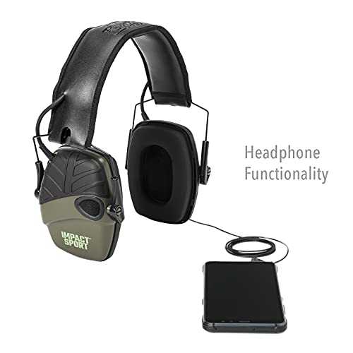 Howard Leight R-01526-PK2 by Honeywell Impact Sport Sound Amplification Electronic Shooting Earmuff, Green 2-Pack