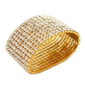 jsea g10-ladies rhinestone bracelet stretch silver tone womens elastic bracelet bangles small wrist gold tone