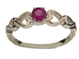 letsbuygold 925 sterling silver real genuine ruby womens band ring - size 4