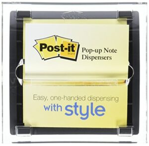 post-it pop-up notes dispenser, 3 in x 3 in, black base clear top, 6-pack