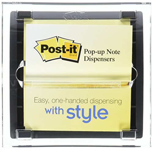 Post-it Pop-up Notes Dispenser, 3 in x 3 in, Black Base Clear Top, 6-Pack