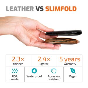 SlimFold MICRO Minimalist Front Pocket Vegan Slim Wallets for Men (RFID Blocking Black/Black)