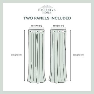 Exclusive Home Medallion Room Darkening Blackout Grommet Top Curtain Panel Pair, 52"x84", Peacoat Blue