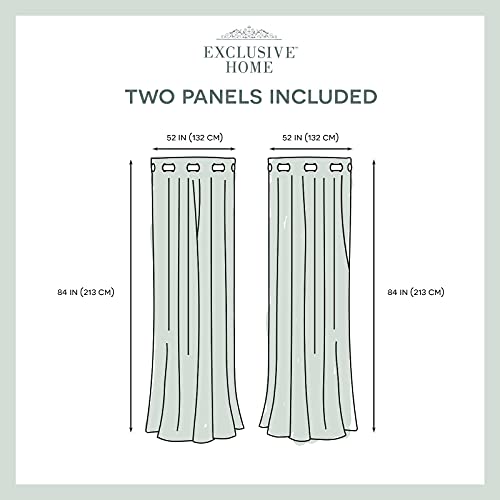 Exclusive Home Medallion Room Darkening Blackout Grommet Top Curtain Panel Pair, 52"x84", Peacoat Blue