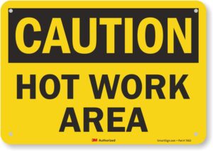 smartsign u4-1433-ra_10x7 "caution hot work area" reflective recycled aluminum sign, 10" x 7"