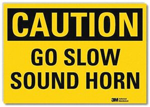 smartsign u4-1341-rd_14x10 "caution go slow sound horn" reflective self-adhesive decal, 14" x 10"