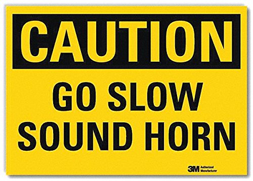 Smartsign U4-1341-RD_14X10 "CAUTION GO SLOW SOUND HORN" Reflective Self-Adhesive Decal, 14" x 10"