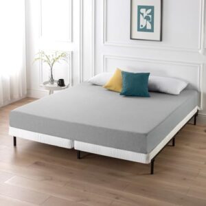 ZINUS No Assembly Metal Box Spring, 4 Inch White Mattress Foundation, Sturdy Metal Structure, Split King