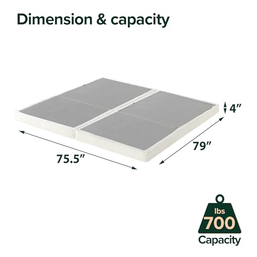 ZINUS No Assembly Metal Box Spring, 4 Inch White Mattress Foundation, Sturdy Metal Structure, Split King