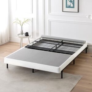 zinus no assembly metal box spring, 4 inch white mattress foundation, sturdy metal structure, full