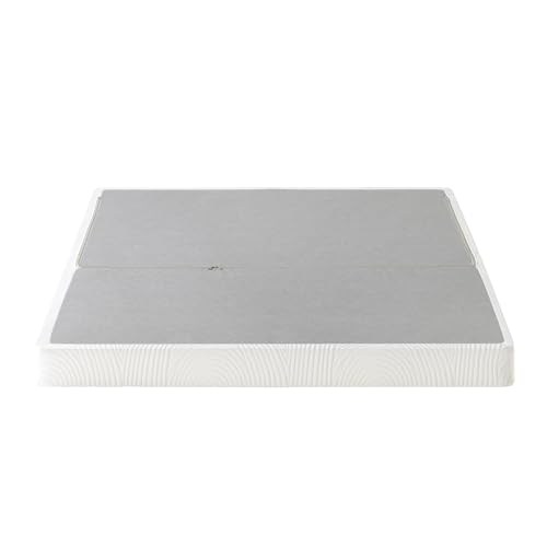 ZINUS No Assembly Metal Box Spring, 4 Inch White Mattress Foundation, Sturdy Metal Structure, Full