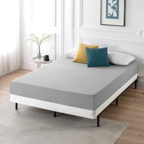 ZINUS No Assembly Metal Box Spring, 4 Inch White Mattress Foundation, Sturdy Metal Structure, Full