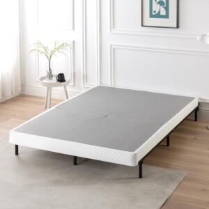 ZINUS No Assembly Metal Box Spring, 4 Inch White Mattress Foundation, Sturdy Metal Structure, Full