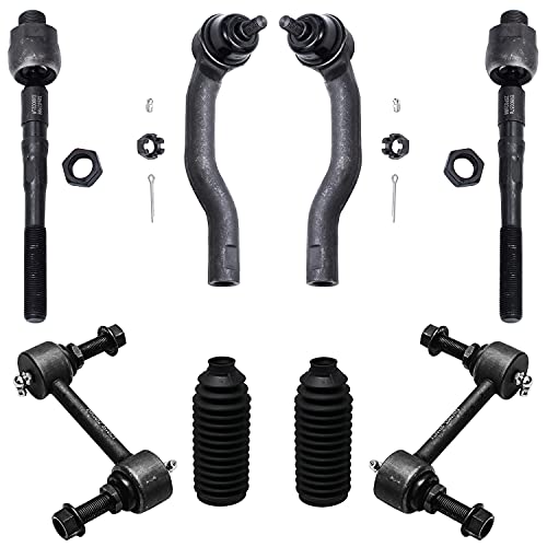 Detroit Axle - Front 8pc Tie Rods Sway Bars Kit for 07-14 Ford Edge Lincoln MKX, 4 Outer & Inner Tie Rod Ends 2 Sway Bars 2 Boots 2007 2008 2009 2010 2011 2012 2013 2014 Replacement