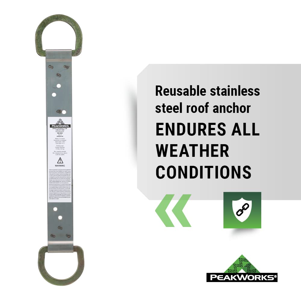 Peakworks Temporary Roof Anchor Bracket - Stainless Steel Safety Roof Top Anchor Bracket for Roofing Work - Industrial, Construction, Roofing Fall Protection - ANSI & OSHA Compliant