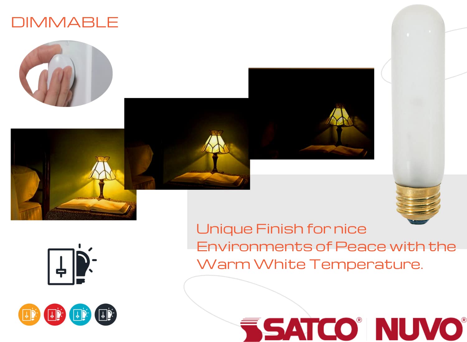 Satco 25W T10 Tubular Bulb - Medium Base - Frosted - 120V