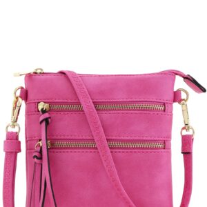 Functional Multi Pocket Crossbody Bag (Fuchsia)