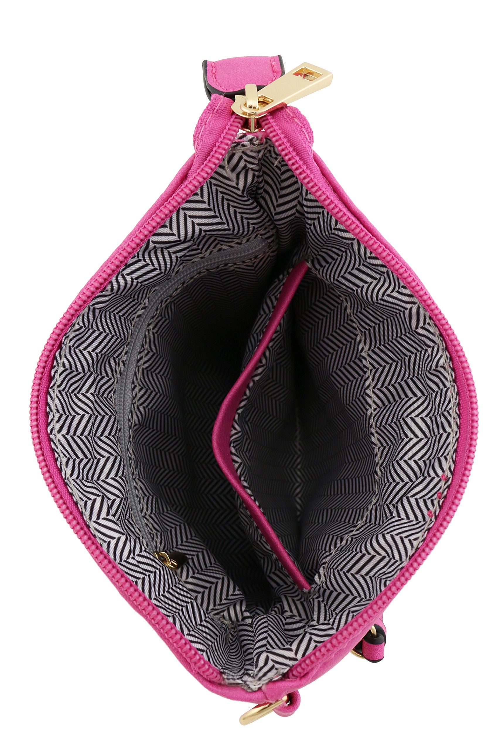 Functional Multi Pocket Crossbody Bag (Fuchsia)