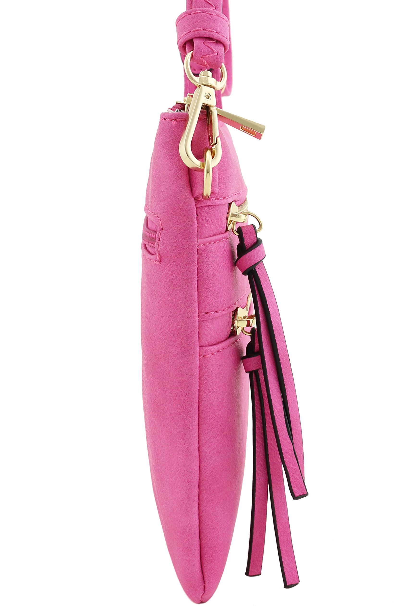 Functional Multi Pocket Crossbody Bag (Fuchsia)