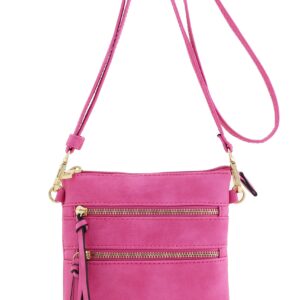 Functional Multi Pocket Crossbody Bag (Fuchsia)