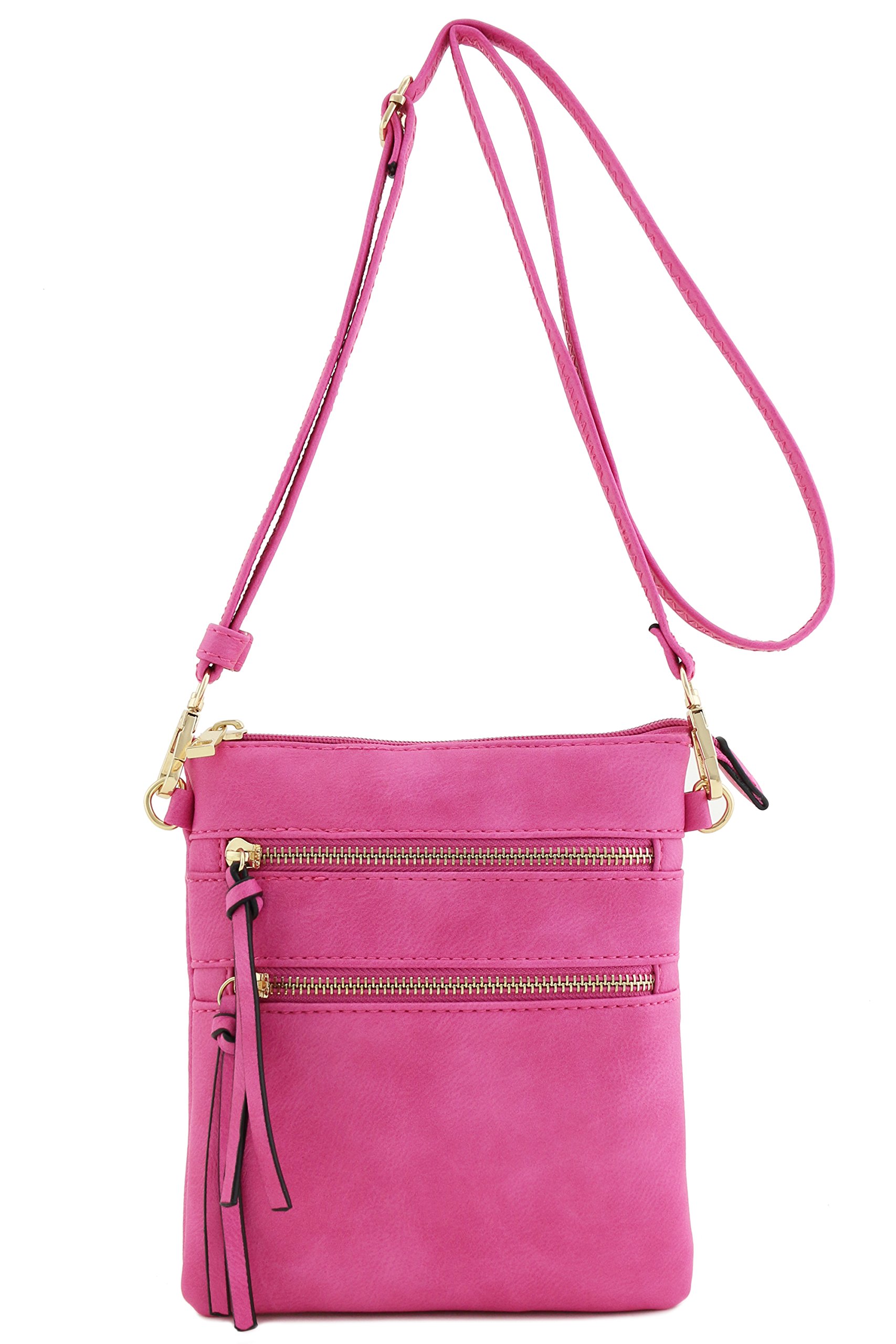 Functional Multi Pocket Crossbody Bag (Fuchsia)