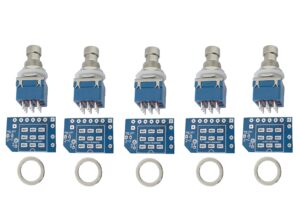 5 pcs 3pdt stomp footswitch incl. pcb, metal washer, for guitar pedal true bypass foot switch