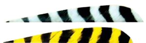 trueflight truflight 5" rw barred feathers 6-gray 12-yellow