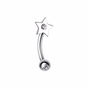 sparkle star curved barbell wildklass eyebrow ring