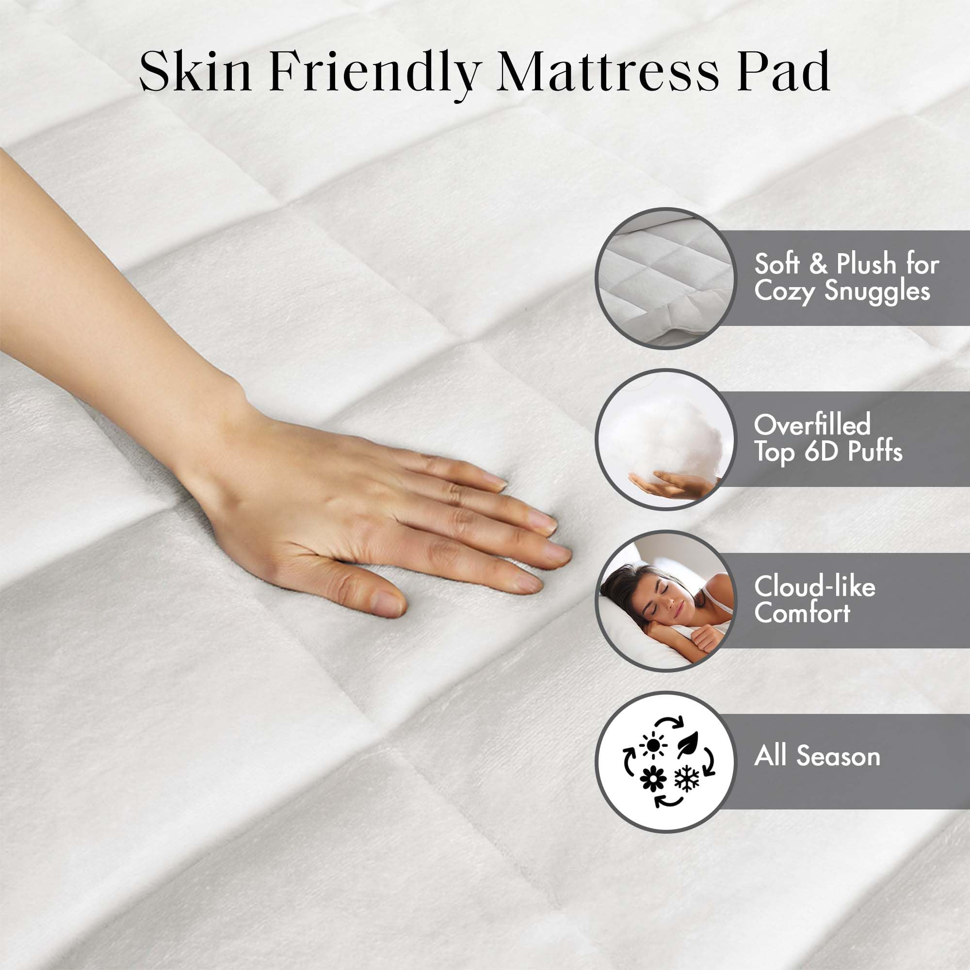 Madison Park Waterproof Queen Mattress Protector, Cloud Soft Plush Mattress Cover, Overfilled Mattress Pad, Fitted Pocket Fits Up to 18 Inch, Machine Washable Bed Cover, White Queen