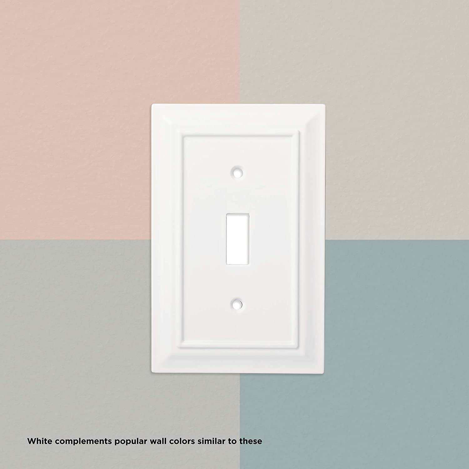 Franklin Brass Classic Architecture (1-Pack) Decorative Light Switch Cover Pure White 1-Gang Decorator/Rocker Wall Plate Single Switch Plate Cover Electrical Outlet Covers W35243-PW-C