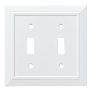 franklin brass classic architecture (1-pack) decorative light switch cover pure white 2-gang wall plate double switch/toggle plate covers electrical outlet covers w35244-pw-c