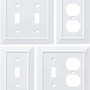 Franklin Brass Classic Architecture (1-Pack) Decorative Light Switch Cover Pure White 2-Gang Wall Plate Double Switch/Toggle Plate Covers Electrical Outlet Covers W35244-PW-C