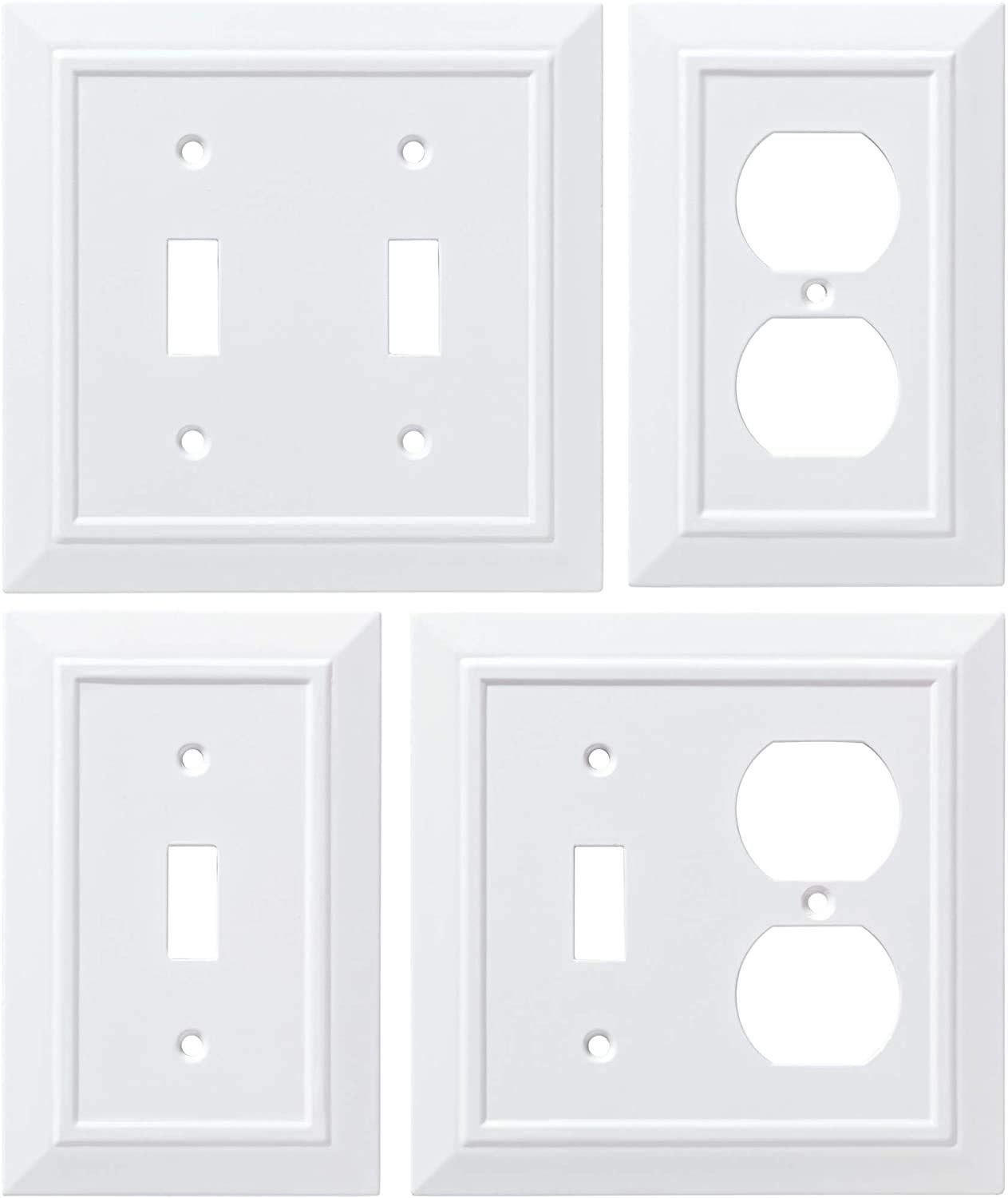 Franklin Brass Classic Architecture (1-Pack) Decorative Light Switch Cover Pure White 2-Gang Wall Plate Double Switch/Toggle Plate Covers Electrical Outlet Covers W35244-PW-C