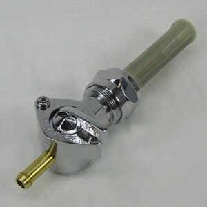 1975-2006 harley davidson 22mm filtered petcock straight outlet fuel shut off valve - for use with 1/4" id fuel hose - replaces hd part # 62168-81 - chrome plated - motorcycle chopper bobber (22strt)