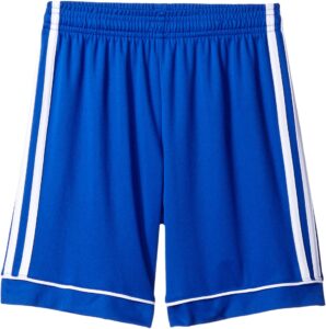 adidas boys' squadra 17 aeroready regular fit quarter length soccer shorts, bold blue/white, xx-small