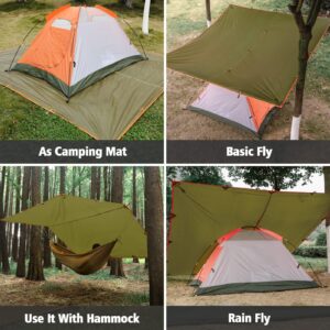 FREE SOLDIER Waterproof Portable Tarp Multifunctional Outdoor Camping Traveling Awning Backpacking Tarp Shelter Rain Tarp (Brown)