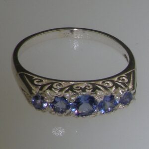 925 Sterling Silver Real Genuine Tanzanite Womens Band Ring - Size 10