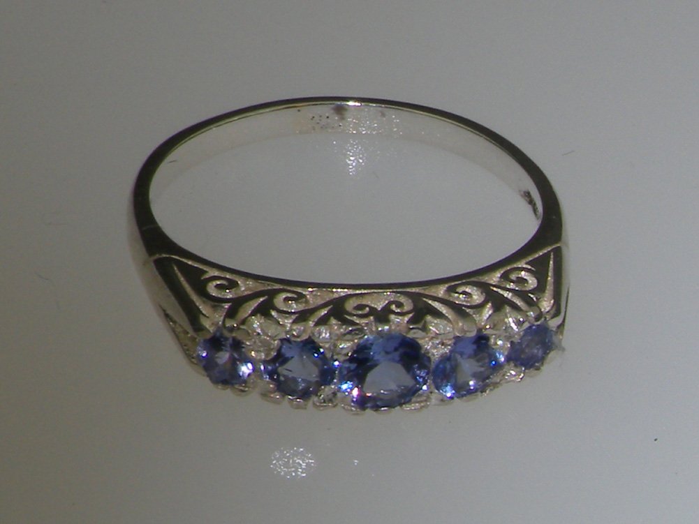 925 Sterling Silver Real Genuine Tanzanite Womens Band Ring - Size 10