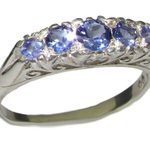 925 Sterling Silver Real Genuine Tanzanite Womens Band Ring - Size 10