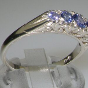 925 Sterling Silver Real Genuine Tanzanite Womens Band Ring - Size 10