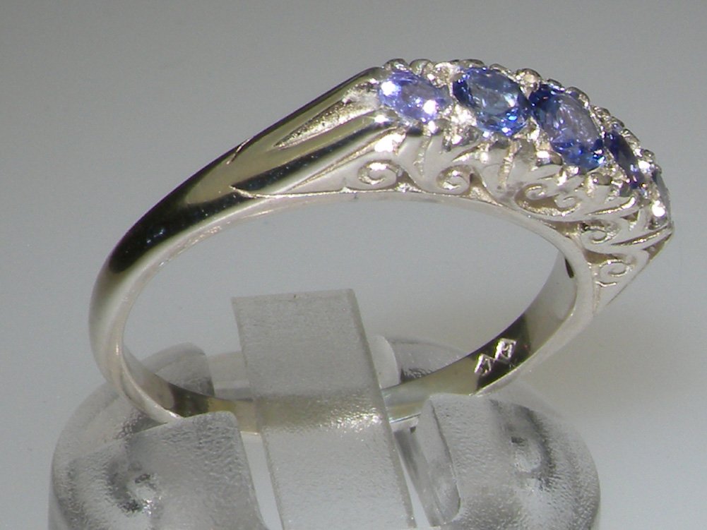 925 Sterling Silver Real Genuine Tanzanite Womens Band Ring - Size 10