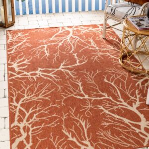 Unique Loom Outdoor Botanical Collection Area Rug - Branch (9' x 12' 2" Rectangle, Terracotta/ Beige)