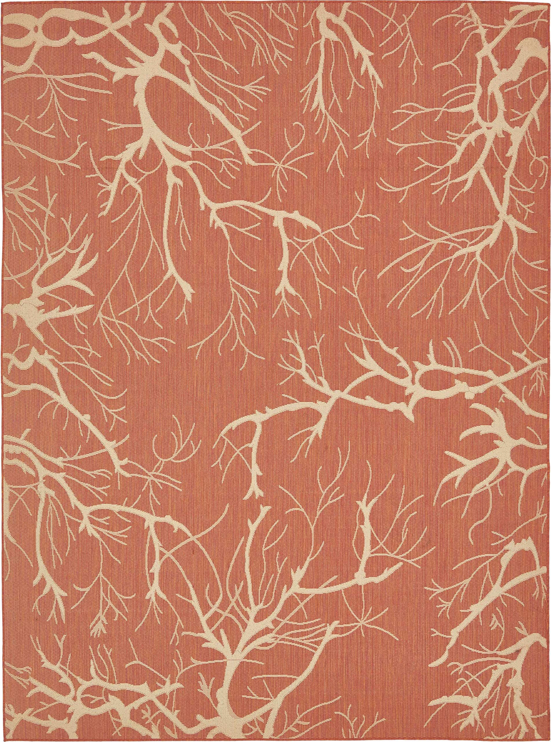 Unique Loom Outdoor Botanical Collection Area Rug - Branch (9' x 12' 2" Rectangle, Terracotta/ Beige)