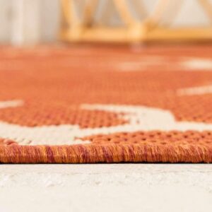 Unique Loom Outdoor Botanical Collection Area Rug - Branch (9' x 12' 2" Rectangle, Terracotta/ Beige)